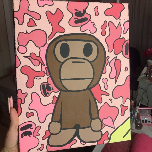 Bape | Wall Decor | Bape X Baby Milo Pink Painted Canvas | Poshmark